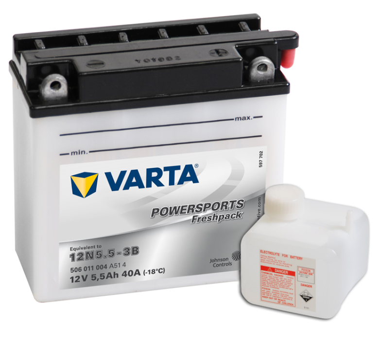 MC-batteri 5,5 Ah 12N5,5A-3B Varta lxbxh=136x61x131mm 506011004 ...